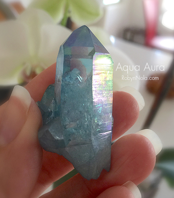 “Rainbow Healer” Aqua Aura Quartz Crystal | Robyn Nola Gifts